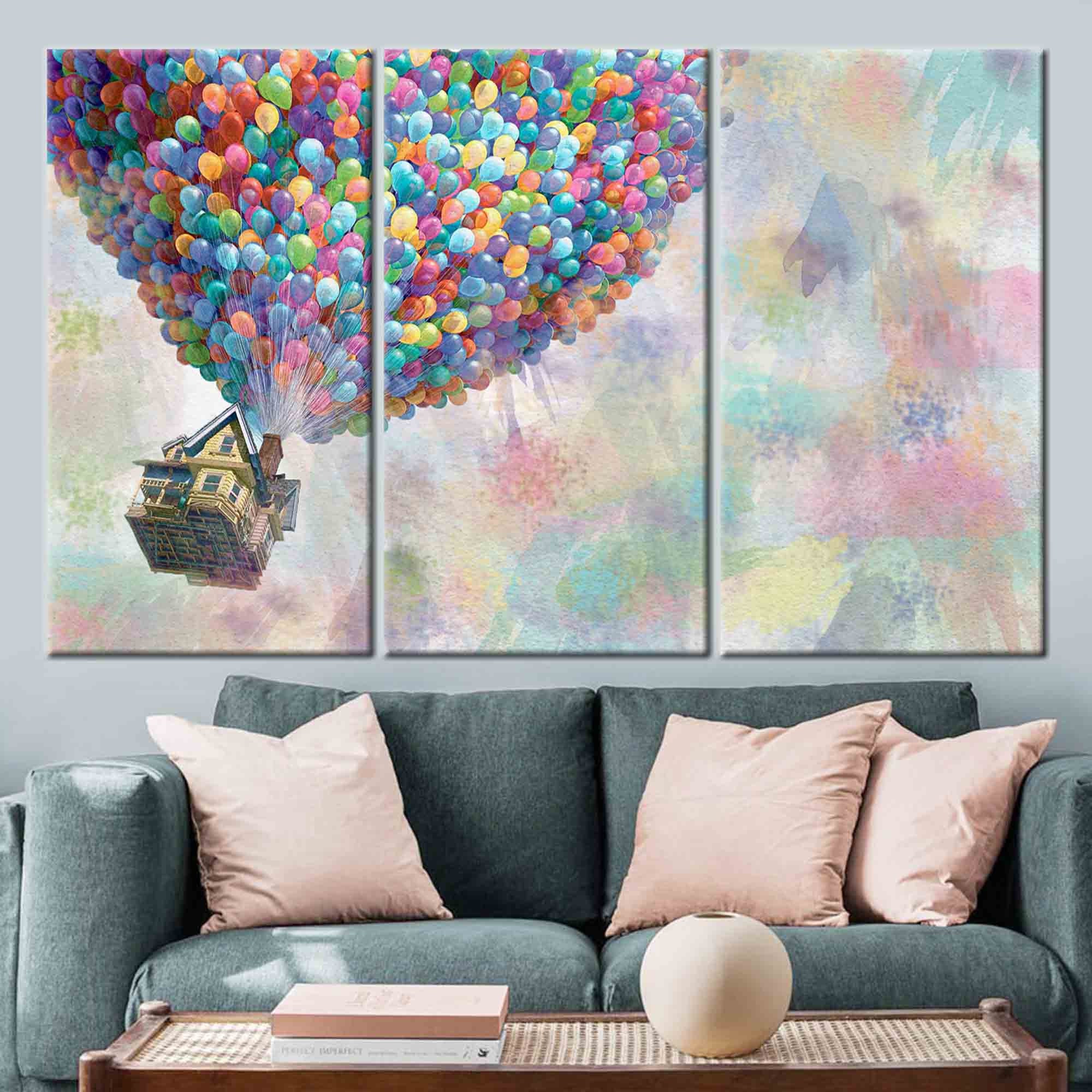 Up Movie Poster Air Balloon Painting Cartoon Wall Art Air | Etsy