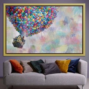 Up Movie Poster Air Balloon Painting Cartoon Wall Art Air - Etsy
