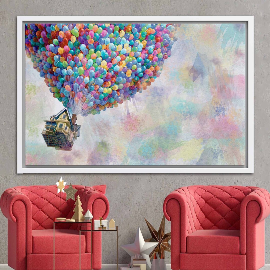Up Movie Poster Air Balloon Painting Cartoon Wall Art Air - Etsy