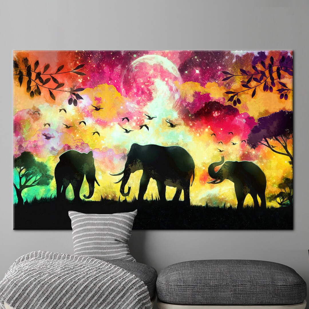African Artwork Full Moon Artwork Colorful Wall Decor - Etsy
