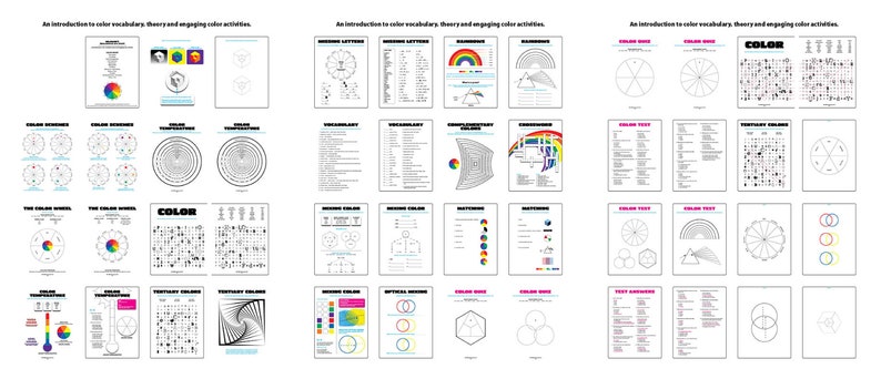 Color Theory Worksheets, PDF Download, Clean Vector Art - Etsy