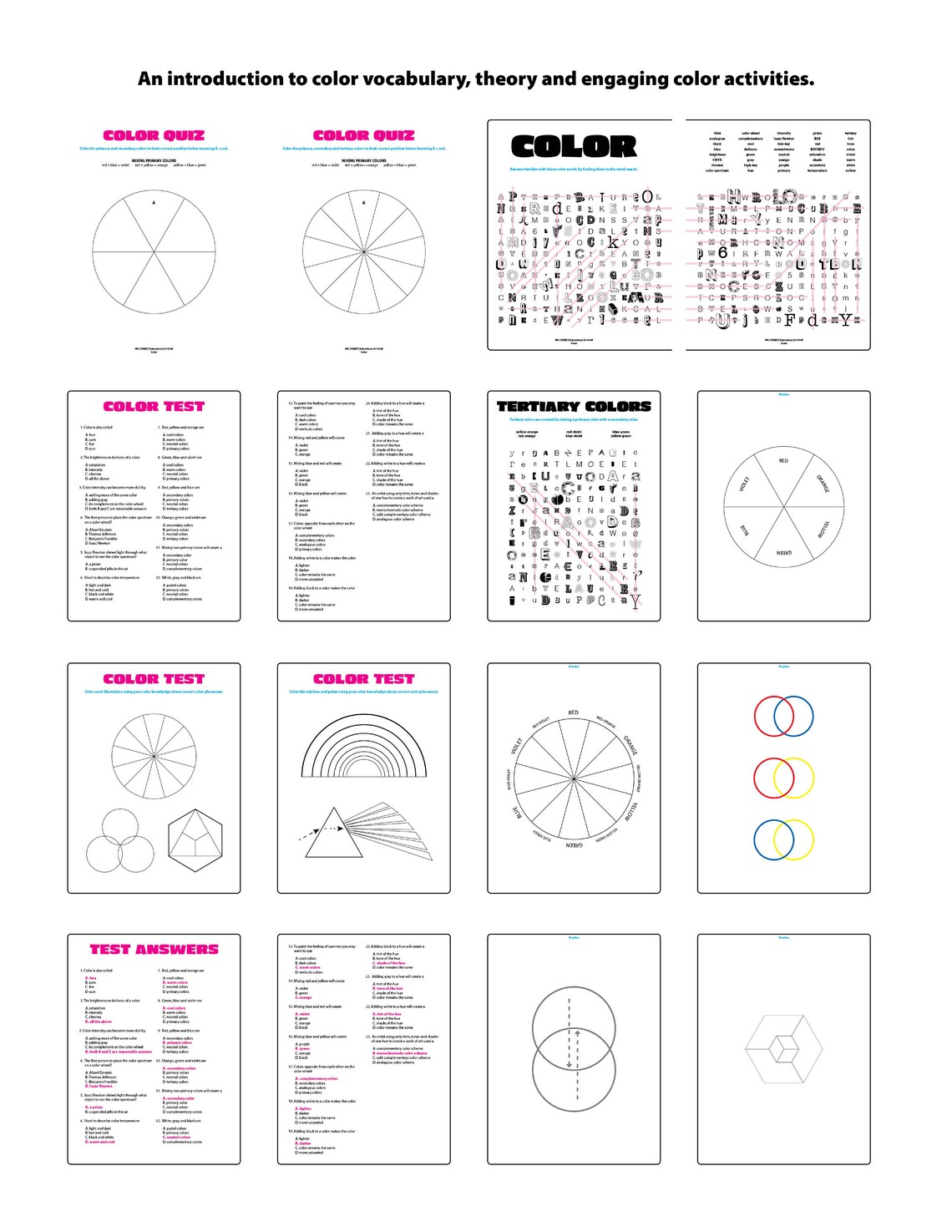Color Theory Worksheets, PDF Download, Clean Vector Art! - Etsy
