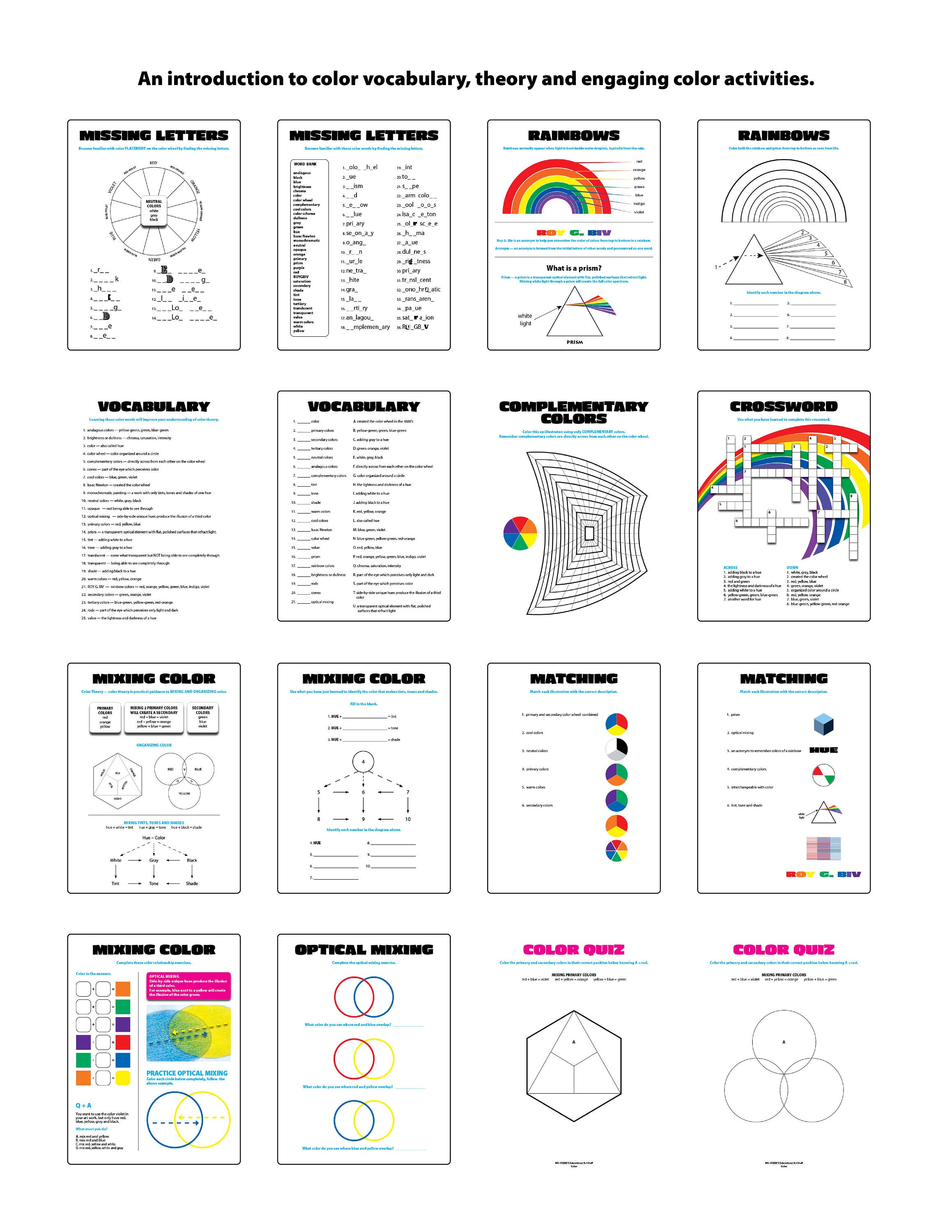 Color Theory Worksheets, PDF Download, Clean Vector Art! - Etsy