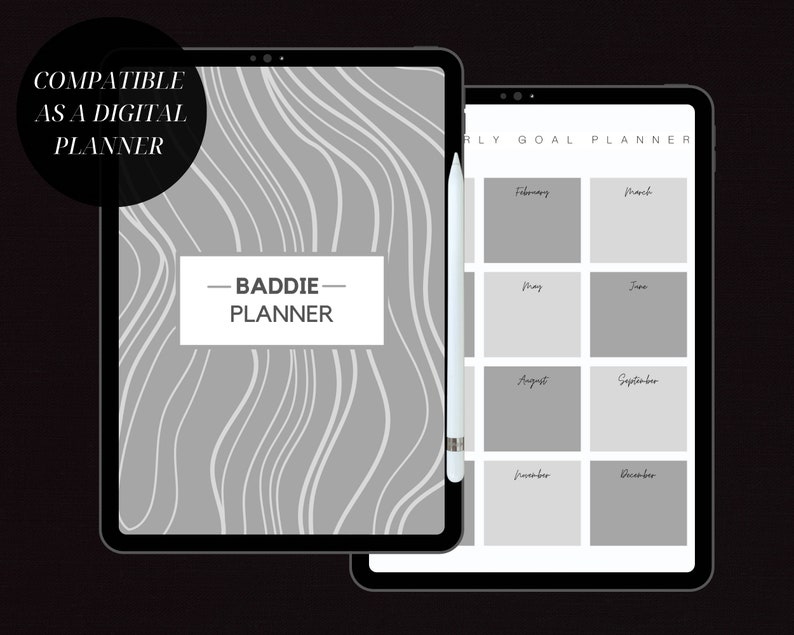 Monochromatic Undated Planner Baddie Planner Daily Weekly& - Etsy