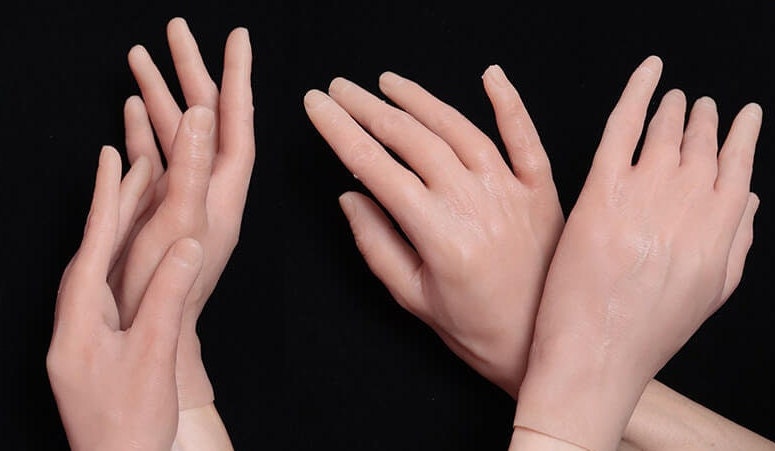 Silicone Realistic Hands Gloves Pose-able Painted Silicone Unisex ...