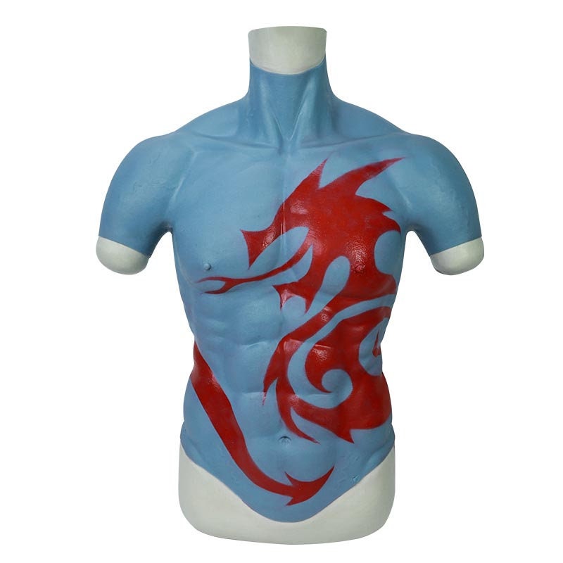 Muscle Suit With Red Dragon Tattoo - Silicone Artificial Fake Muscle ...