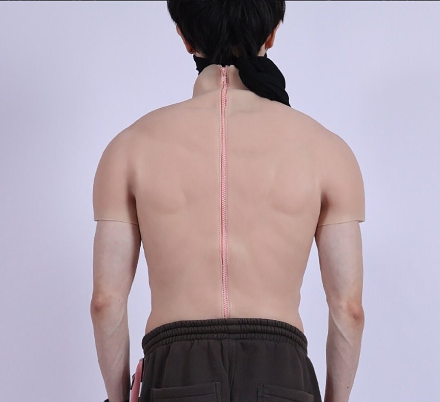 Premium Silicone Fake Muscle Suit With Zipper Simulation False Chest ...