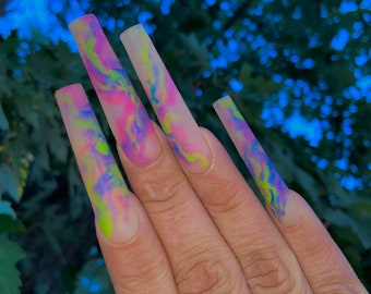 Neon Matte Nails - Etsy