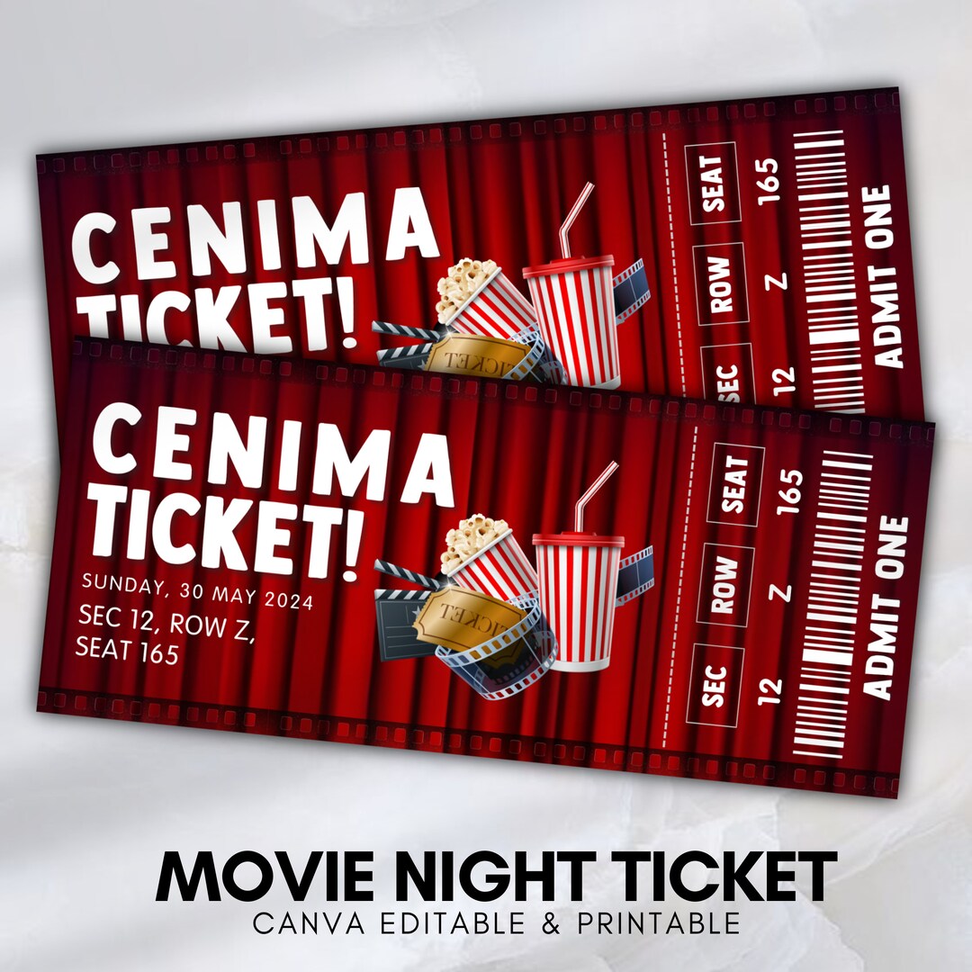 Editable Movie Ticket Birthday Invitation, Movie Party Ticket, Movie ...