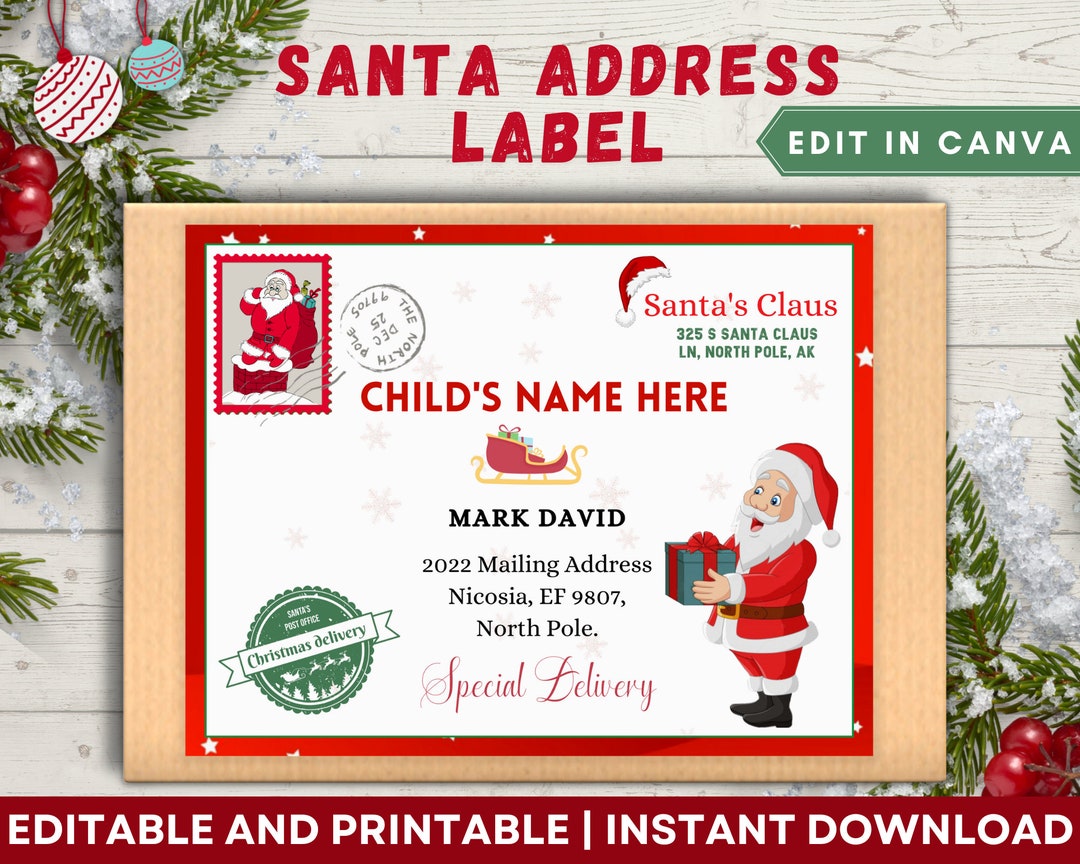 Santa Address Labels Stickers, Packed by Santa, Approved by Santa ...