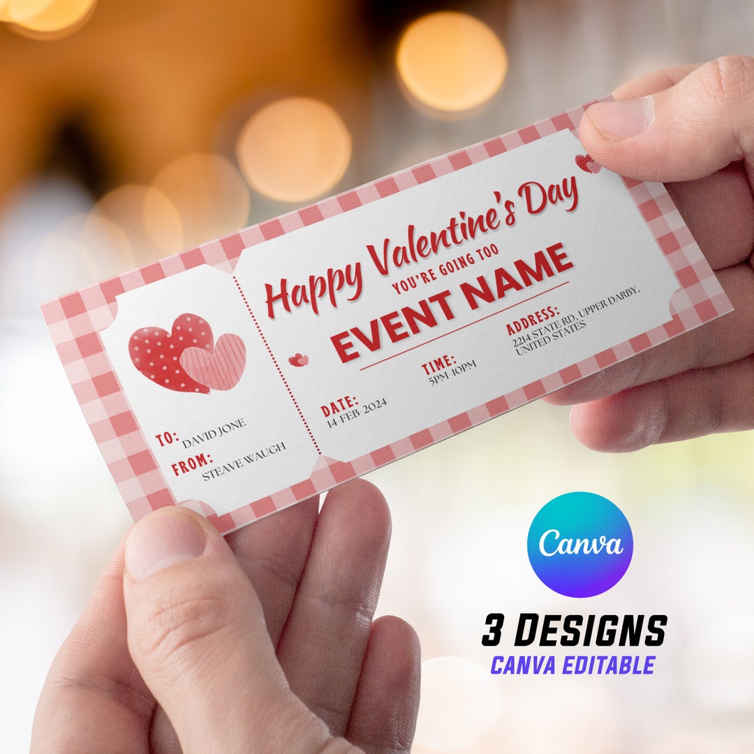 Valentine's Day Gift Tickets, Editable Valentines Gift Coupons ...
