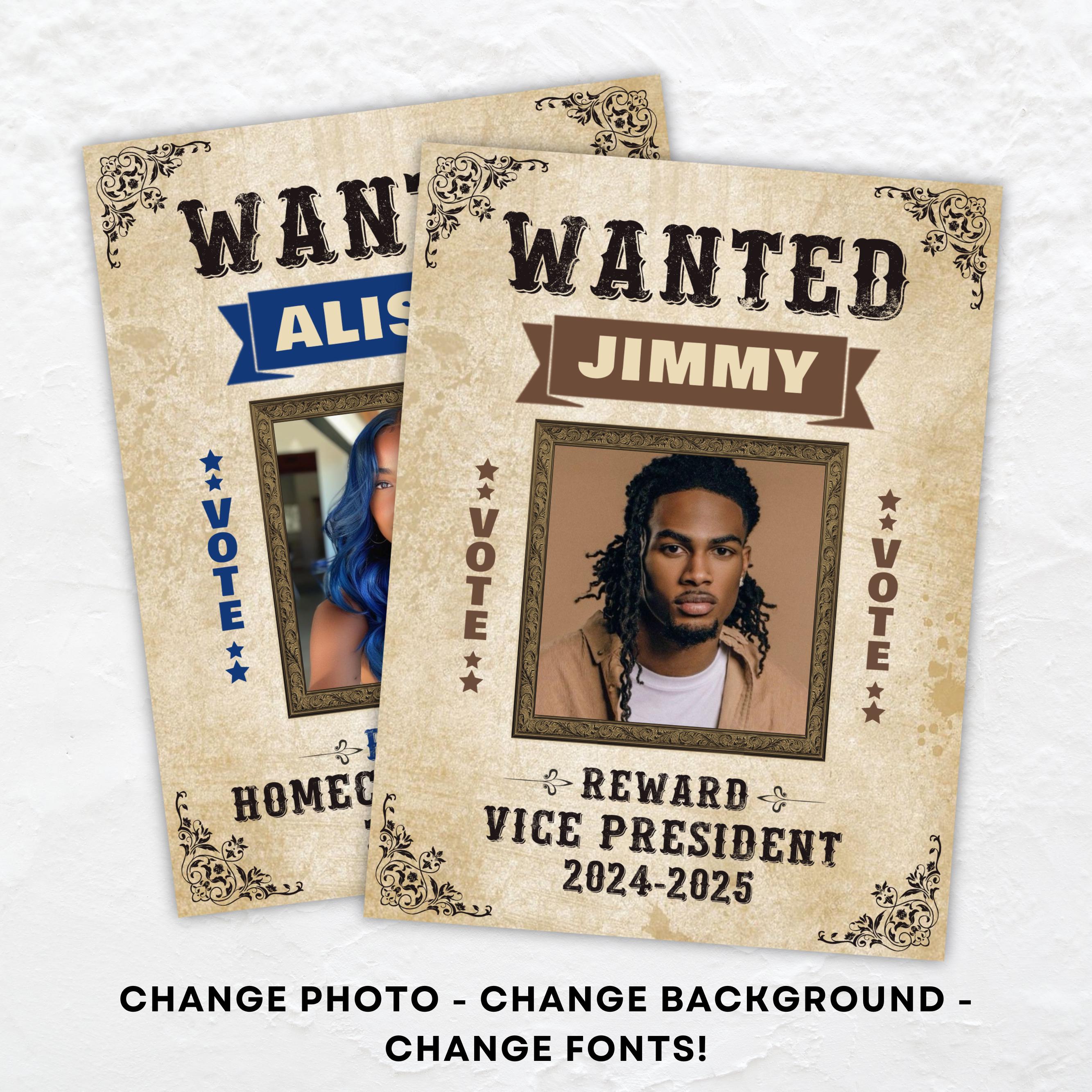 Editable Wanted Poster Homecoming Queen, Homecoming Poster, Homecoming ...