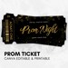 Prom Ticket Template, Prom Night Gold & Black Theme Ticket, Ticket ...