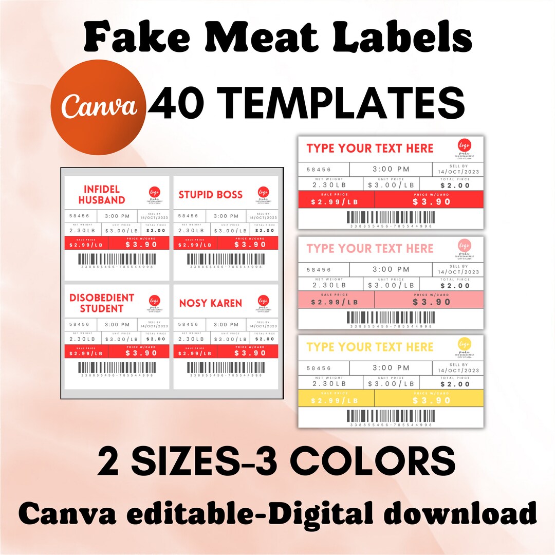 Halloween Meat Stickers, Fake Meat Labels, Raw Meat Rice Treat Labels ...