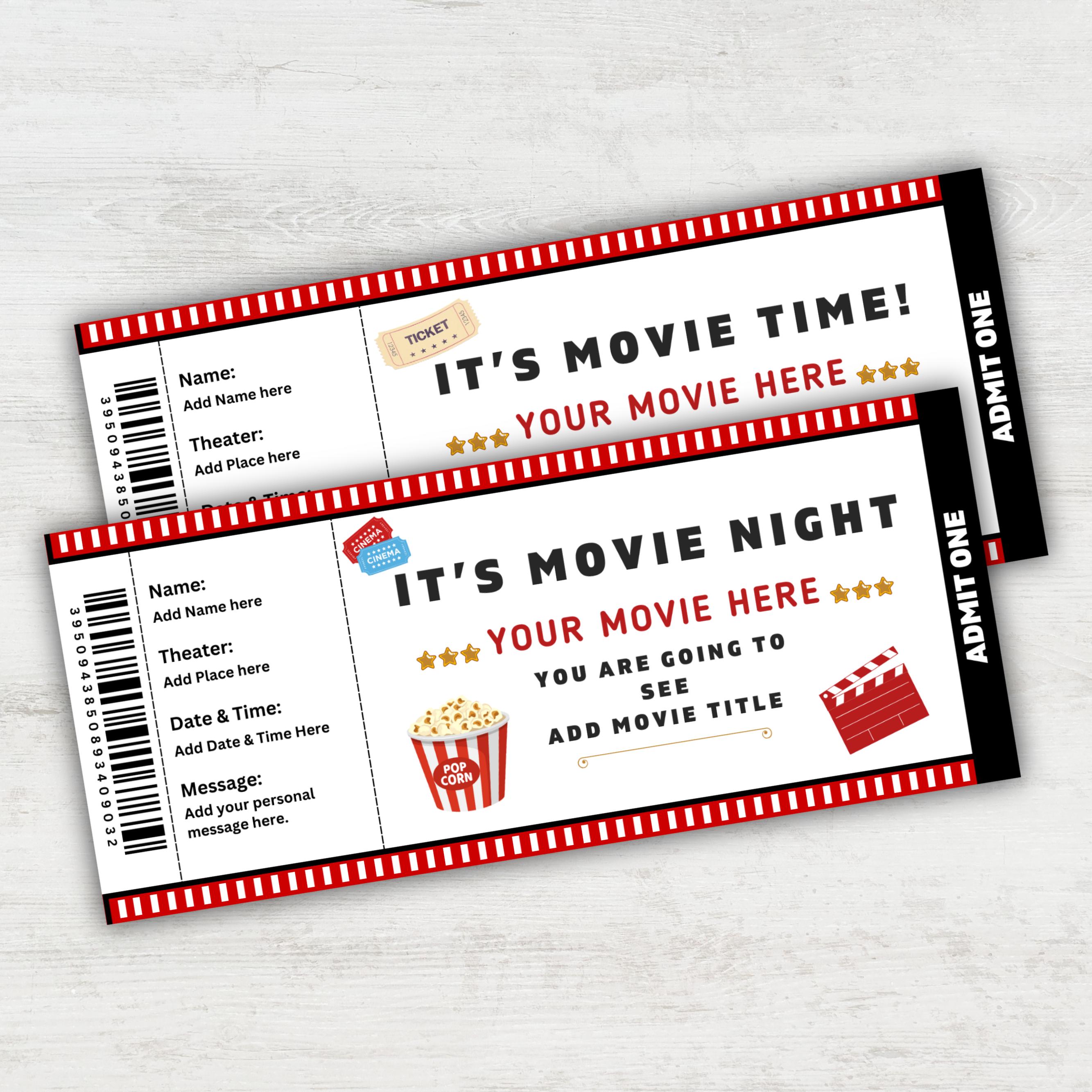 Editable Movie Ticket Birthday Invitation, Movie Party Ticket, Movie ...