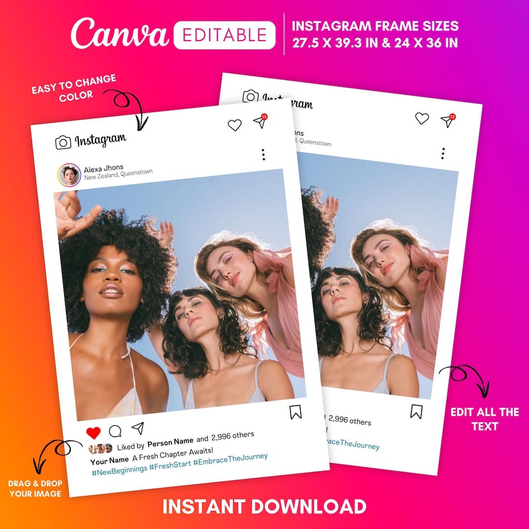Instagram Frame Canva Template, Instagram Frame for Photo Booth ...