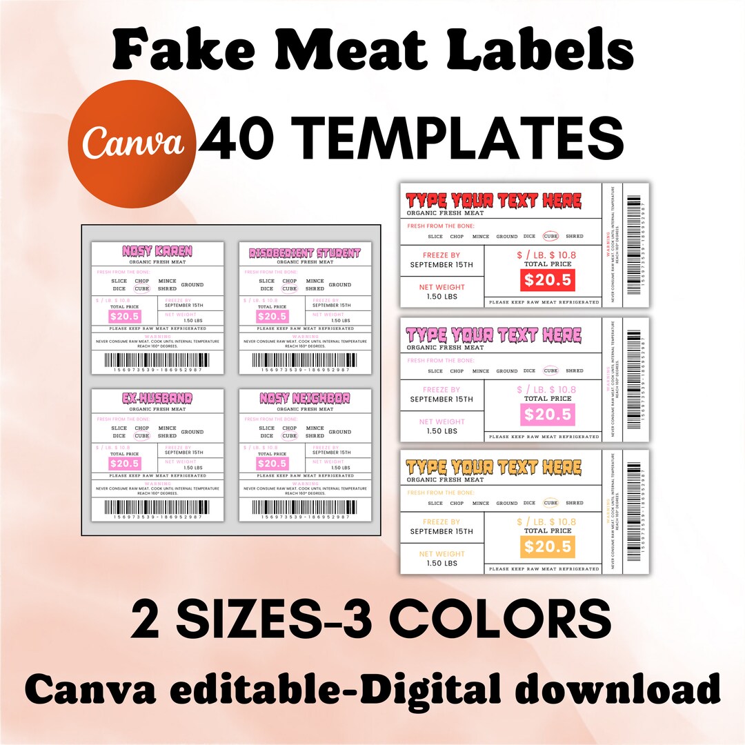 Meat Labels, Halloween Labels, Halloween Favor, Halloween Pranks, Fake ...