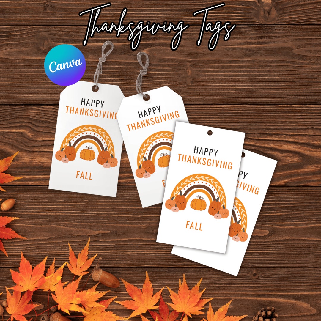 Happy Fall Thanksgiving Tags, Printable Fall Gift Tag, Pumpkin ...