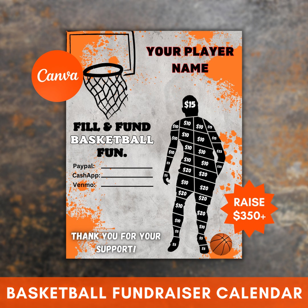 Editable Basketball Calendar Fundraiser, Pick a Date to Donate ...