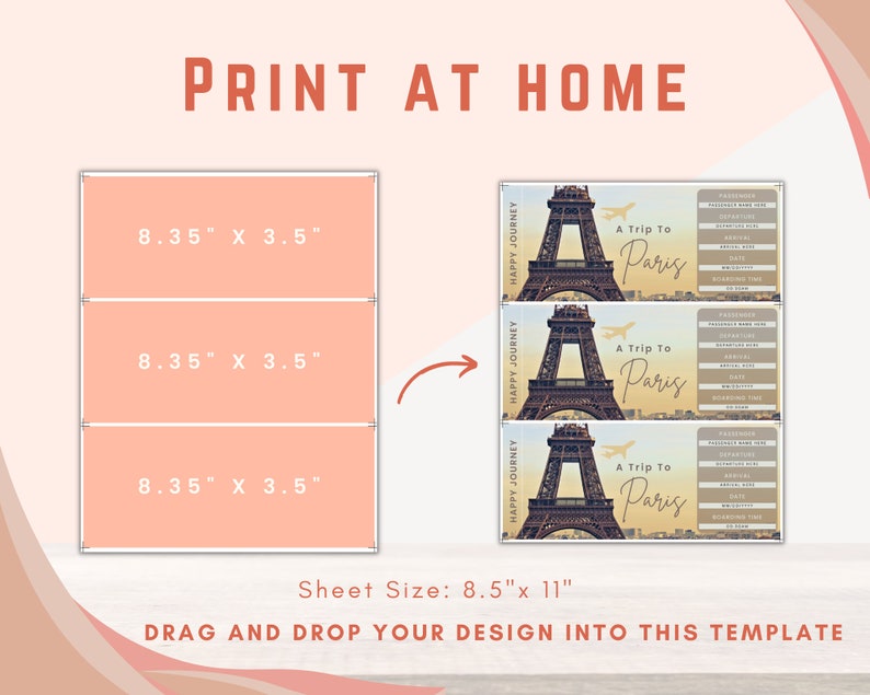 Paris Trip, Travel Ticket Template, Birthday Gift, Boarding Pass Gift ...