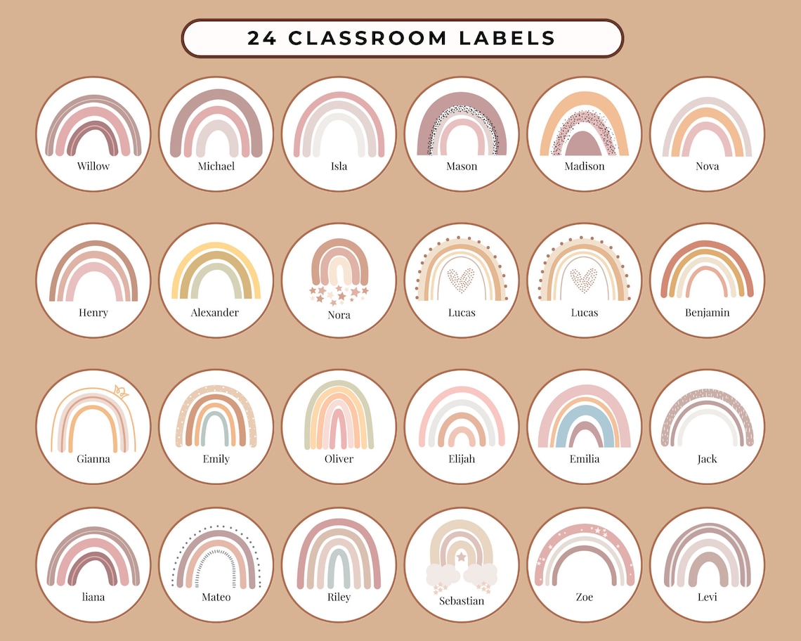 Classroom Name Tags Template, Name Label Editable, Boho Name Tags, Boho ...