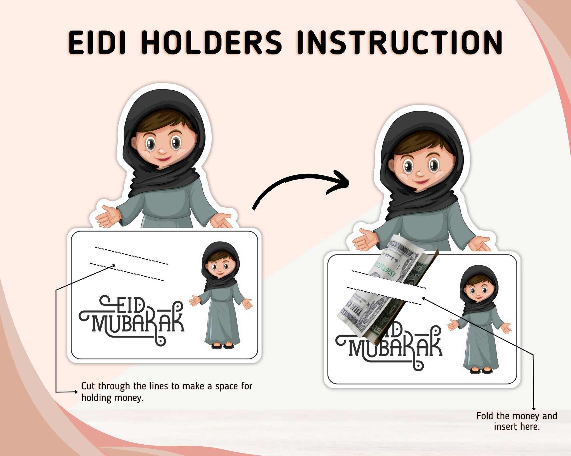 10 Eidi Money Holder, Eid Money Card Bundle, Eid Envelopes, Gift Card ...