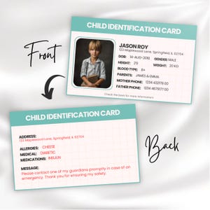 Editable Child ID Card Canva Template, Custom Id Card for Kids, Id ...