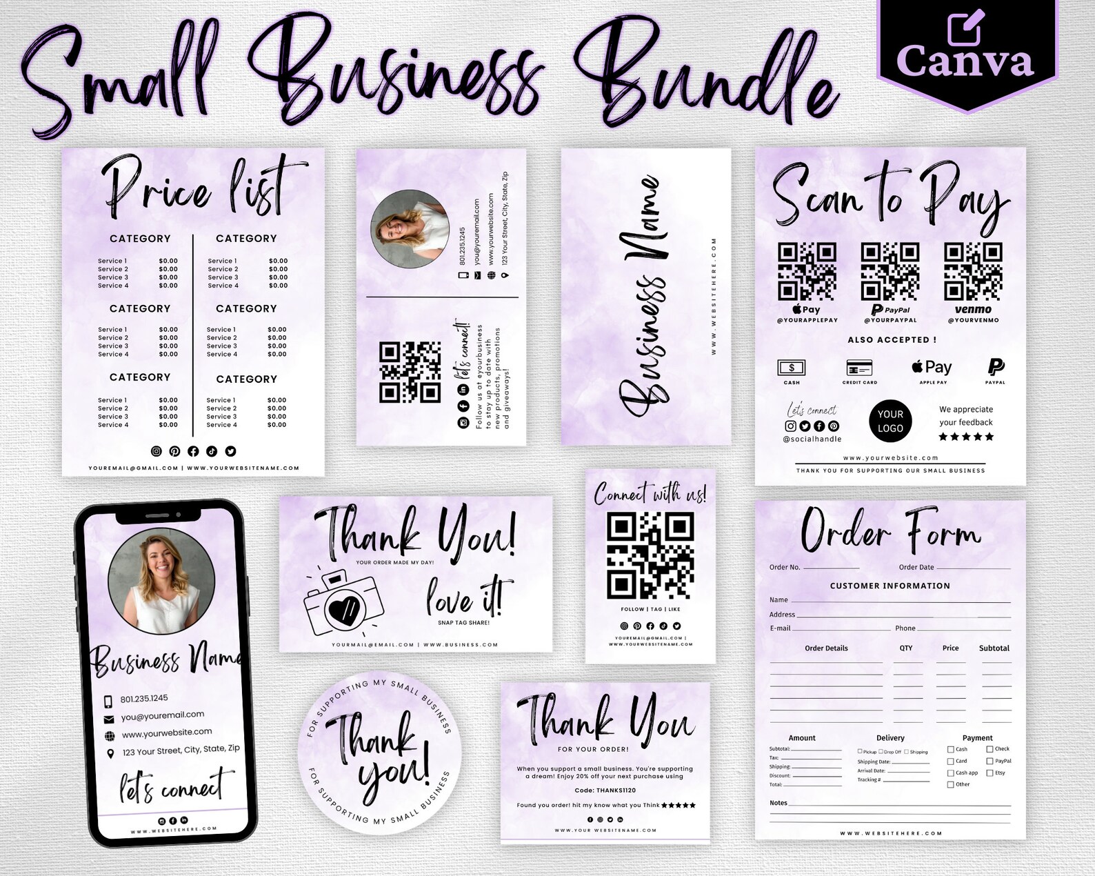 Craft Show Bundle, Small Business Bundle, Price List Template, QR Code ...