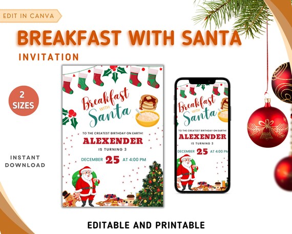 Santa Invitation Template Christmas Poster Christmas - Etsy