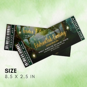Prom Ticket Template, Prom Enchanted Forest Theme Ticket, Ticket ...