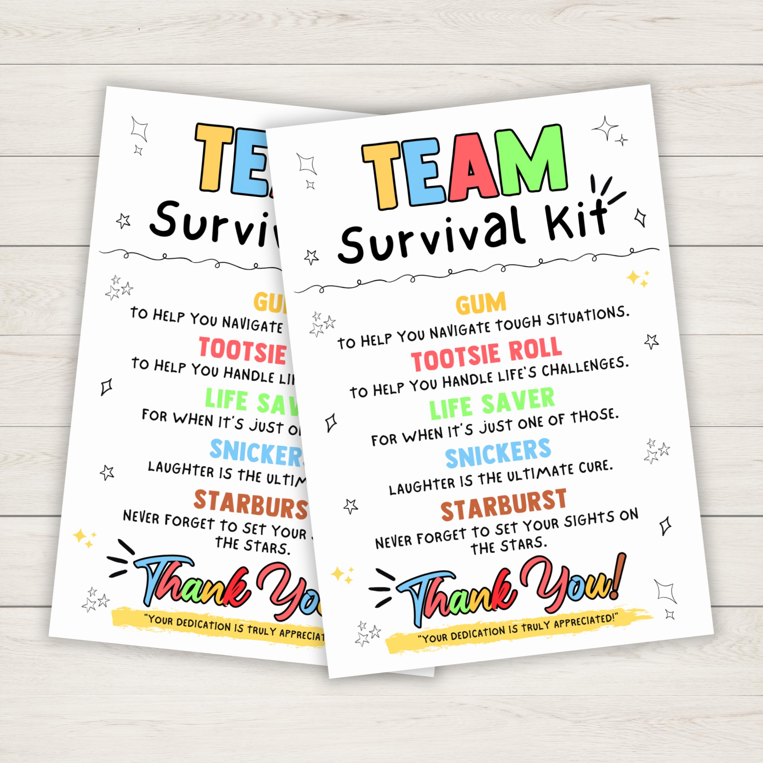 Editable Team Survival Kit Tags, Printable Team Gift Survival Kit ...