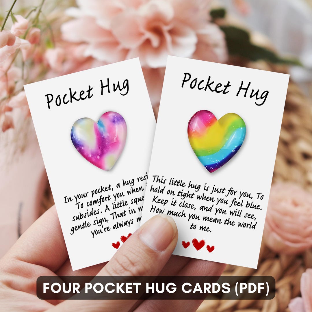 Printable Pocket Hug Cards, Pocket Hug Heart Cards, Pocket Hug Poem ...