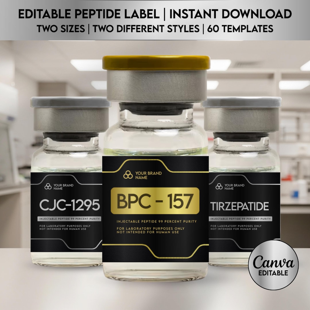 Peptide Label Template, Peptide Printable Label, Peptide Therapy Canva ...