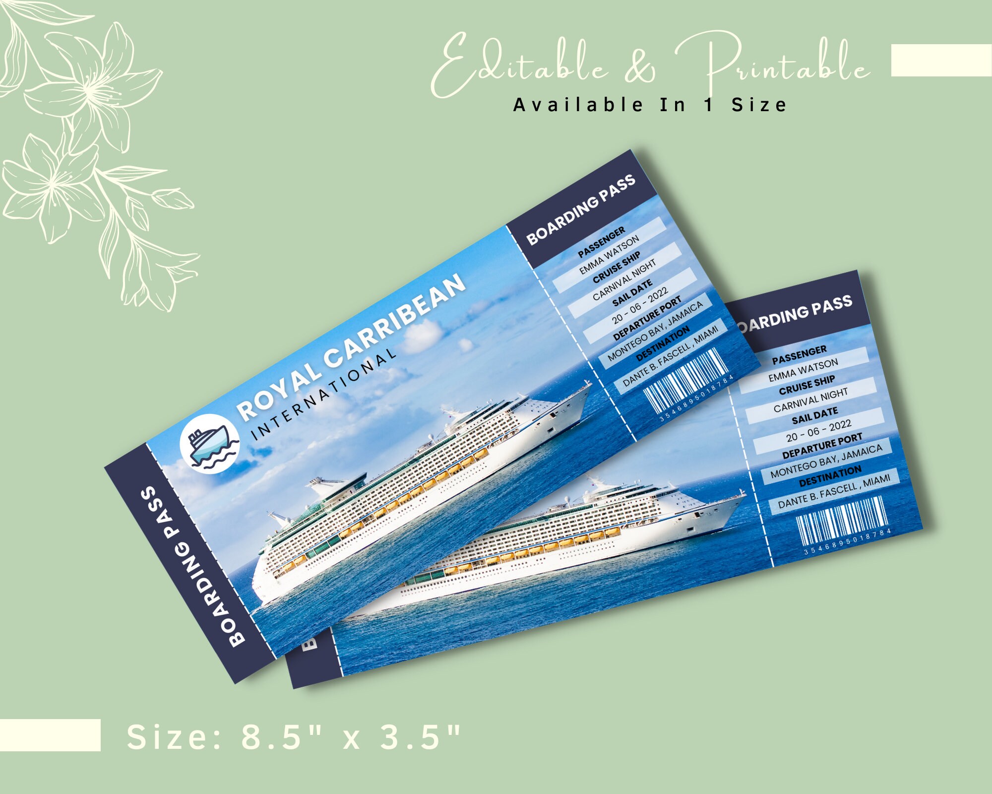 Editable Cruise Ticket Template Surprise Cruise Ship Carnival | Etsy UK