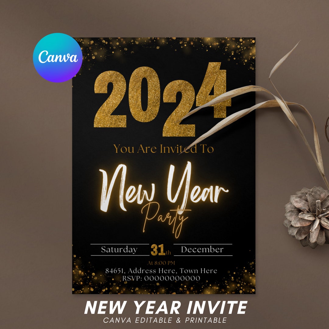 2024 New Years Eve Invitation, New Year Party Invitation, New Years ...