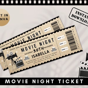 Editable Ticket Template,movie Ticket,movie Invitation,surprise Movie ...