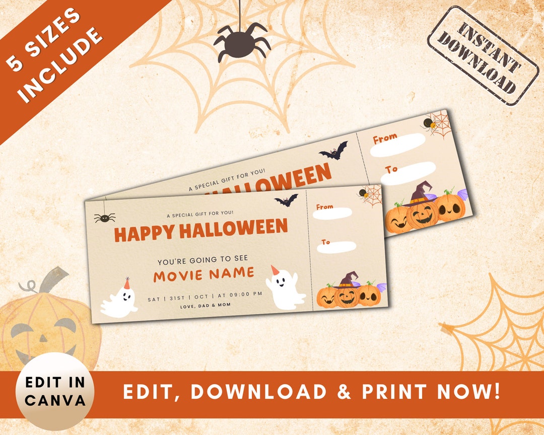 Halloween Gift Voucher Gift Voucher Card, Editable Gift Coupon ...