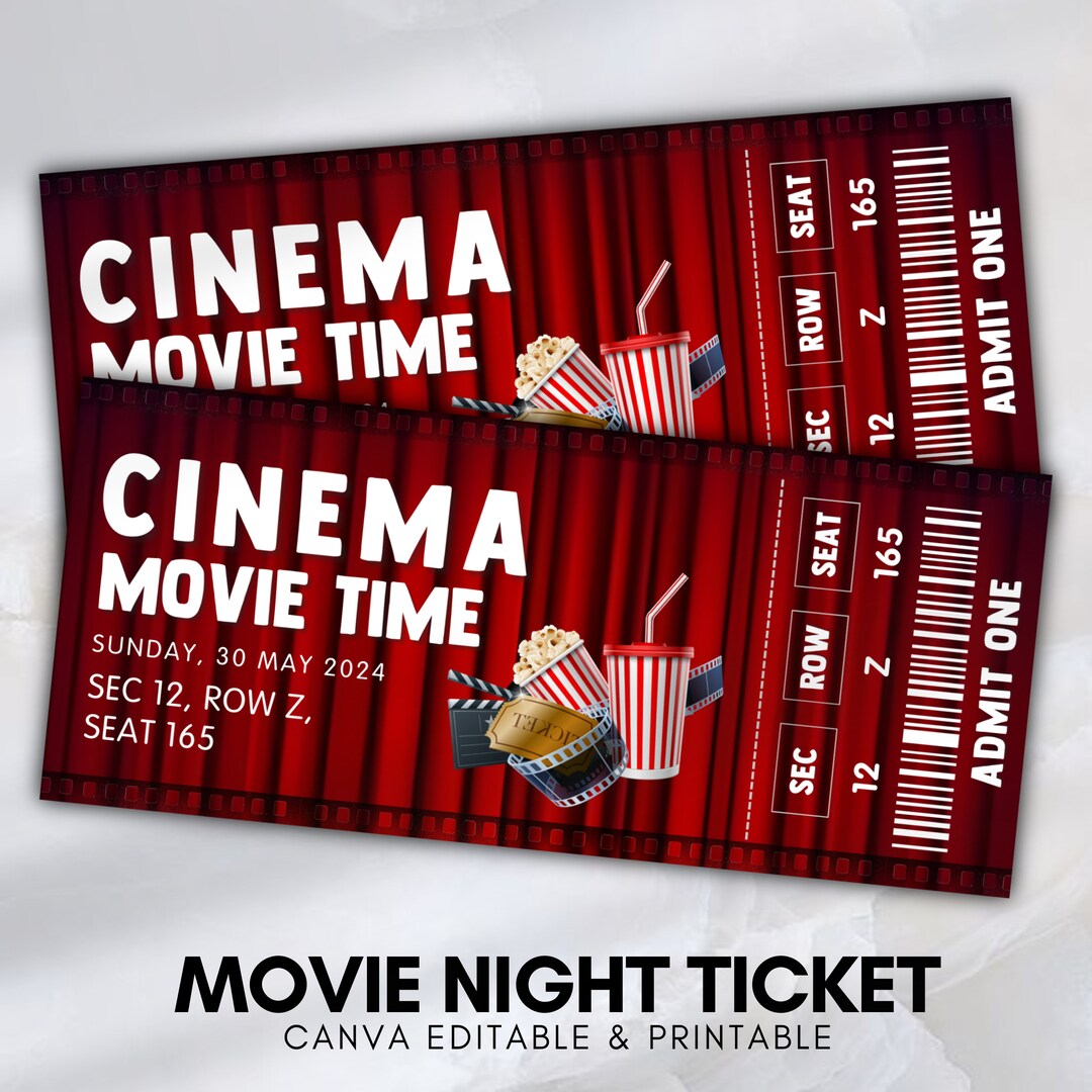 Editable Movie Ticket Birthday Invitation, Movie Party Ticket, Movie ...