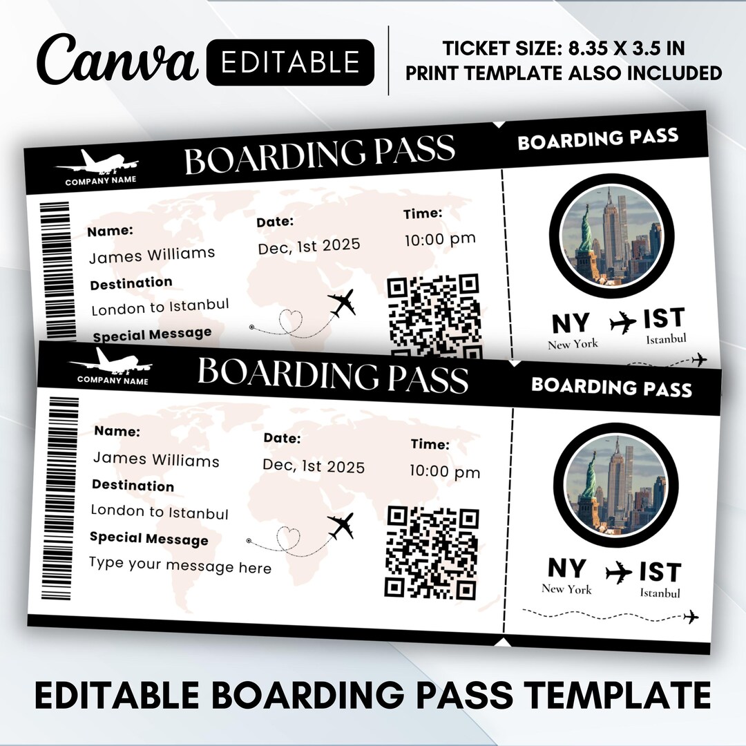 Editable Boarding Pass Template, Printable Plane Ticket,birthday ...