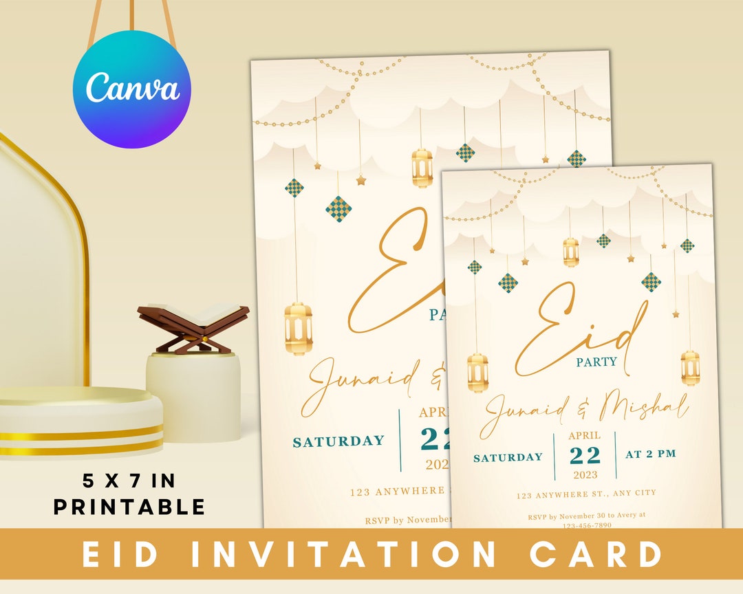Eid Invite, Eid Party Invitation, Editable Elegant Eid Party Invite ...