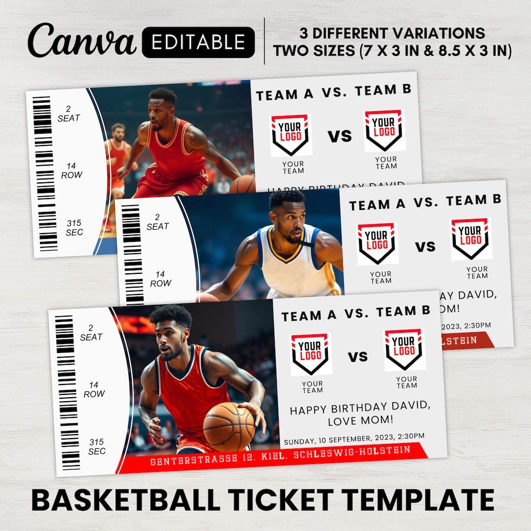 Editable Basketball Ticket, Custom Basketball Surprise Gift Ticket ...