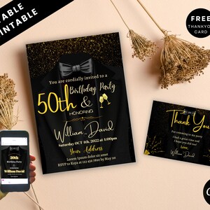 Tuxedo Birthday Invite, Bday Invitation Card, Men Birthday Invite ...