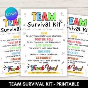 Editable Team Survival Kit Tags, Printable Team Gift Survival Kit ...
