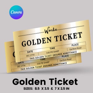 Golden Ticket Template, Printable Golden Ticket Editable Template ...