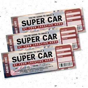 Editable Supercar Ticket Template, Race Car Birthday, New Car Surprise ...