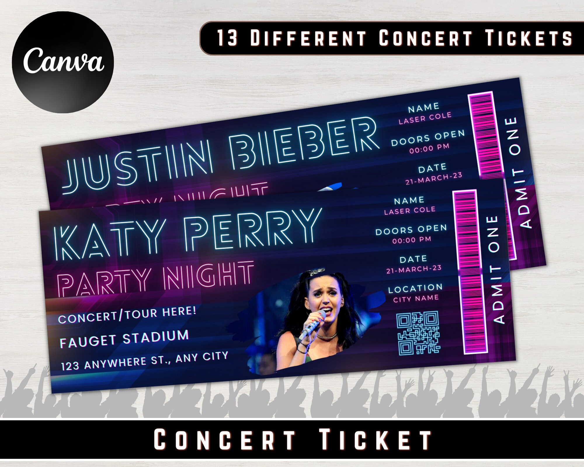 Editable Concert Ticket Template Event Souvenir Ticket Stub - Etsy