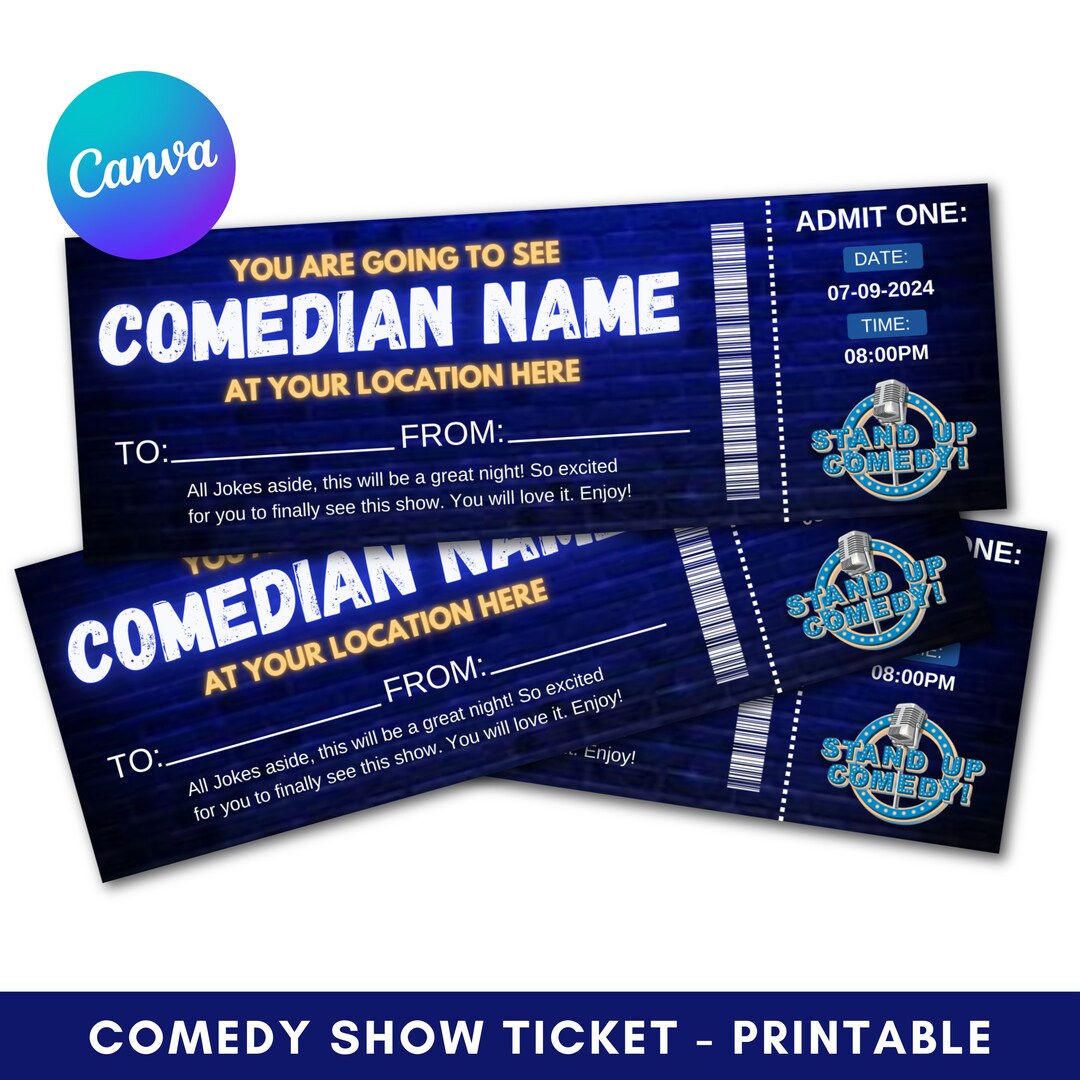Printable Comedy Show Ticket,comedy Event Ticket,fun Date Night Ticket ...