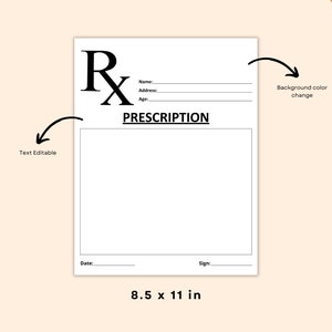 Prescription Pad Template, Microsoft Word and Canva Editable, Doctor ...