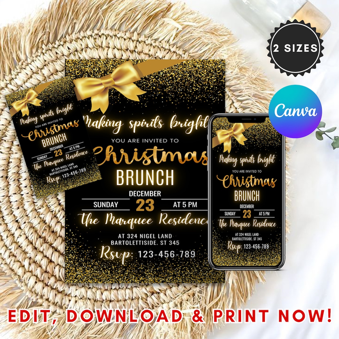 Christmas Brunch Invitation Editable Template, Christmas Lunch Party ...