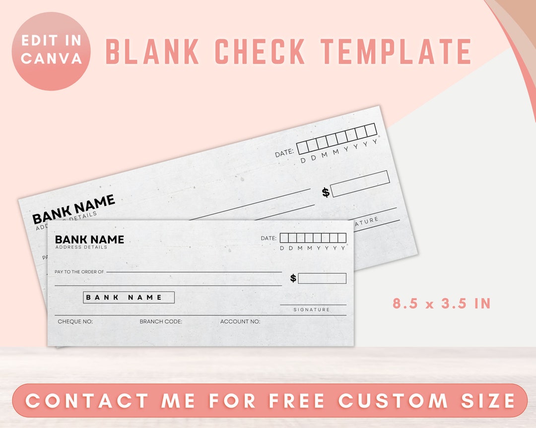 Editable Bank Check, Blank Check Template, Blank Checks, Blank Check ...